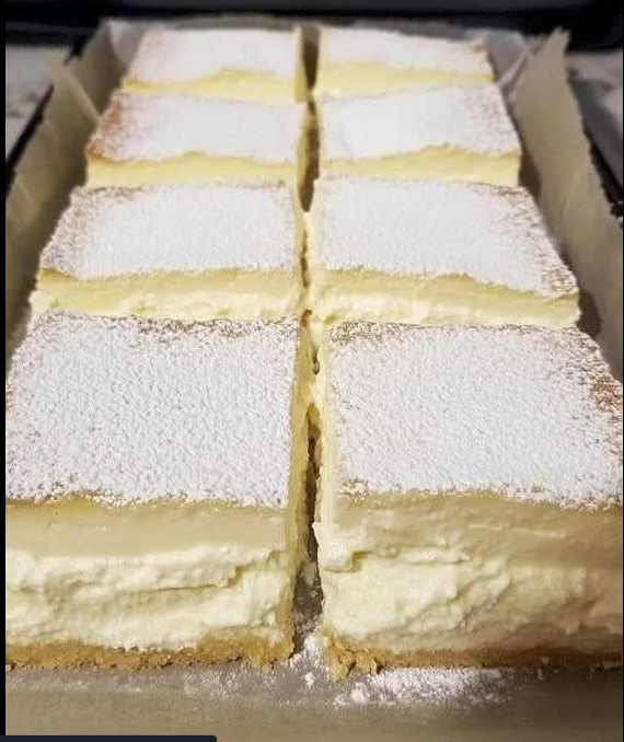 Vanilla Custard Cream Squares with Buttery Graham Crust